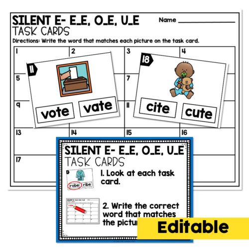 Editable - 1st Grade Phonics Center - Long E, O, and U - Lucky Little ...