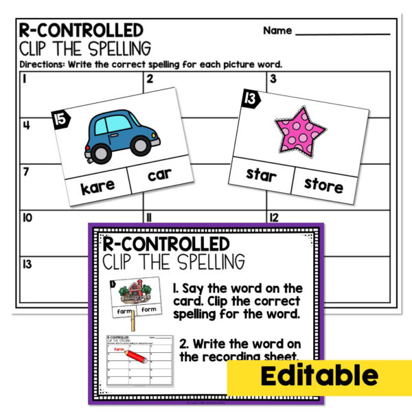 Editable - 1st Grade Phonics Center - R-CONTROLLED AR - Lucky Little ...
