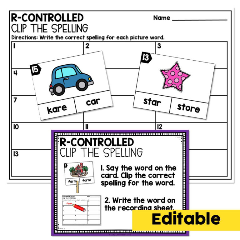 Editable - 1st Grade Phonics Center - R-CONTROLLED AR - Lucky Little ...