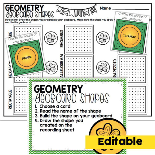 Editable - 2nd Grade March Math Center - Geometry - Lucky Little Learners