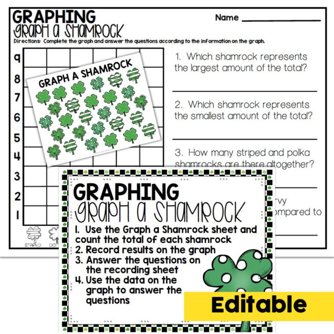 Editable - 2nd Grade March Math Center - Graphing - Lucky Little Learners