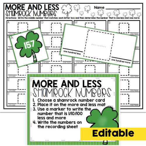 Editable - 2nd Grade March Math Center - More and Less - Lucky Little ...