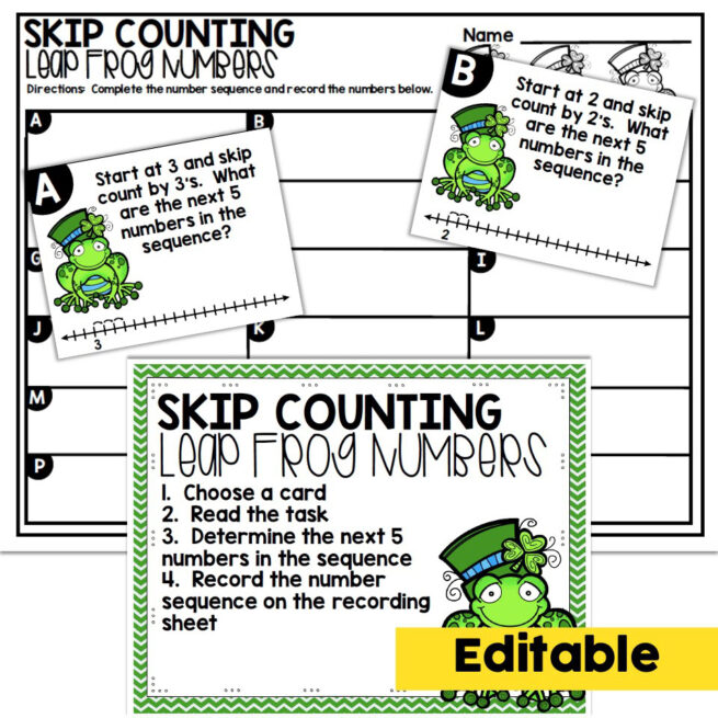 Editable - 2nd Grade March Math Center - Skip Counting - Lucky Little ...