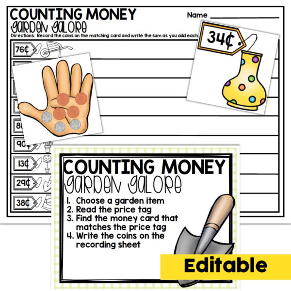 Editable - 2nd Grade May Math Center - Counting Money - Lucky Little ...