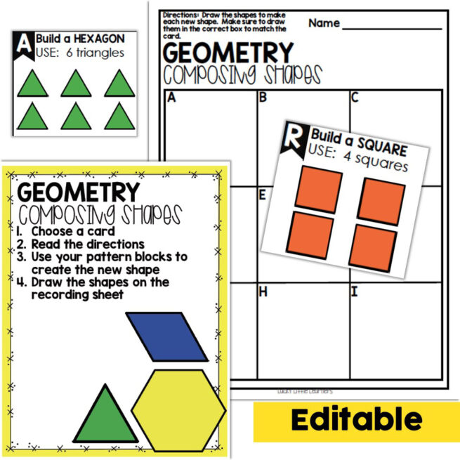 Editable - 2nd Grade May Math Center - Geometry - Lucky Little Learners