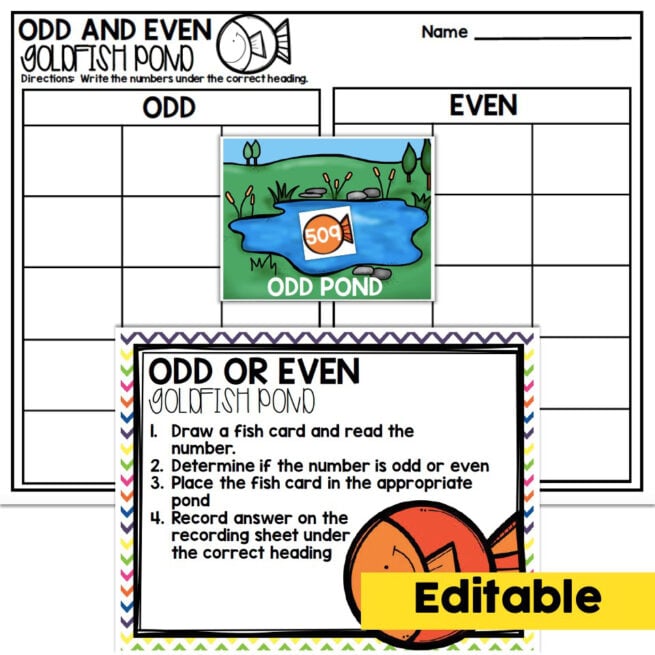 Editable - 2nd Grade May Math Center - Odd or Even - Lucky Little Learners