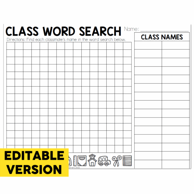 Editable Classroom Setup - Back to School Resources - Class Word Search ...