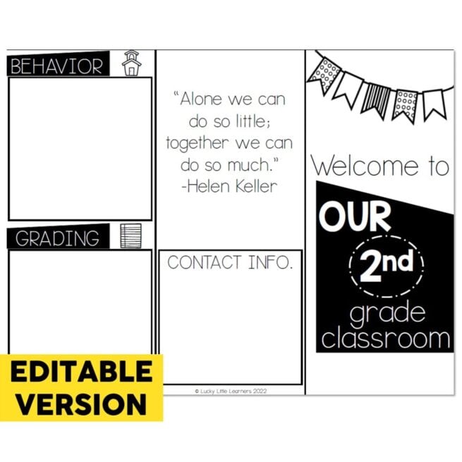 Editable - Classroom Setup - Open House - Parent Brochure - Lucky ...