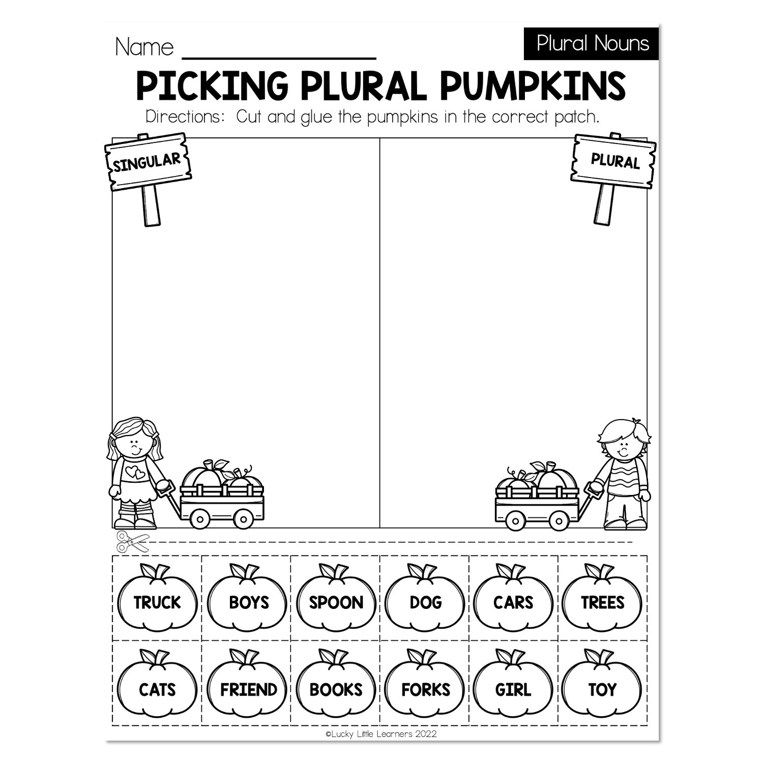 Fall- Early Finishers 1st Grade - ELA - Plural Nouns - Picking Plural ...