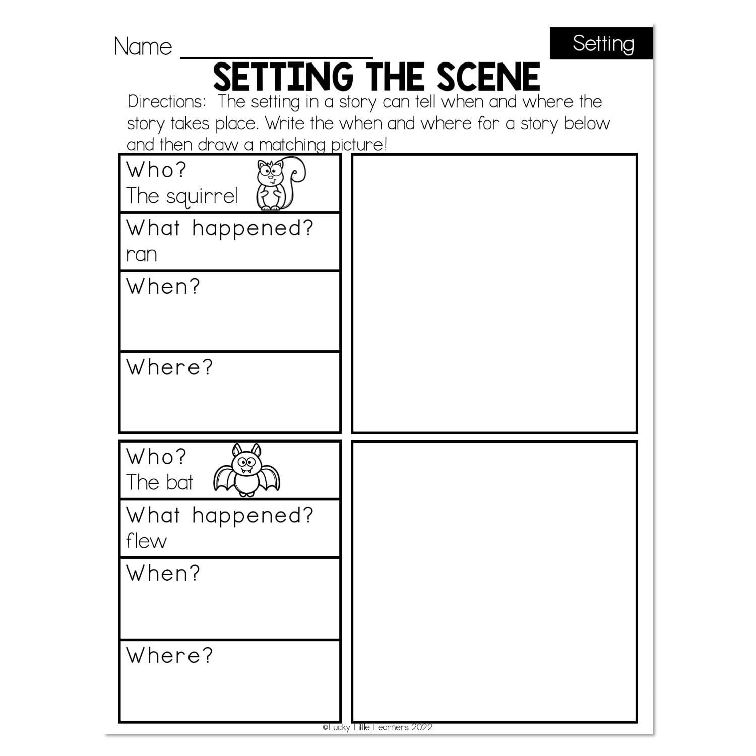 Fall- Early Finishers 1st Grade - ELA - Setting - Setting the Scene ...