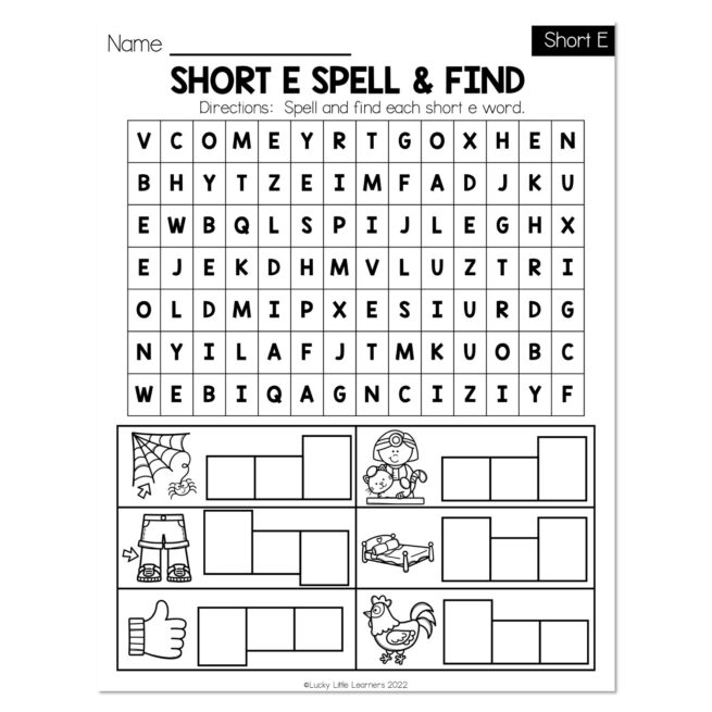 Fall- Early Finishers 1st Grade - ELA - Short Vowel E - Short E Spell ...