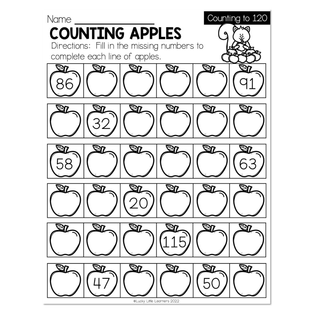 Fall- Early Finishers 1st Grade - Math - Counting to 120 - Counting ...