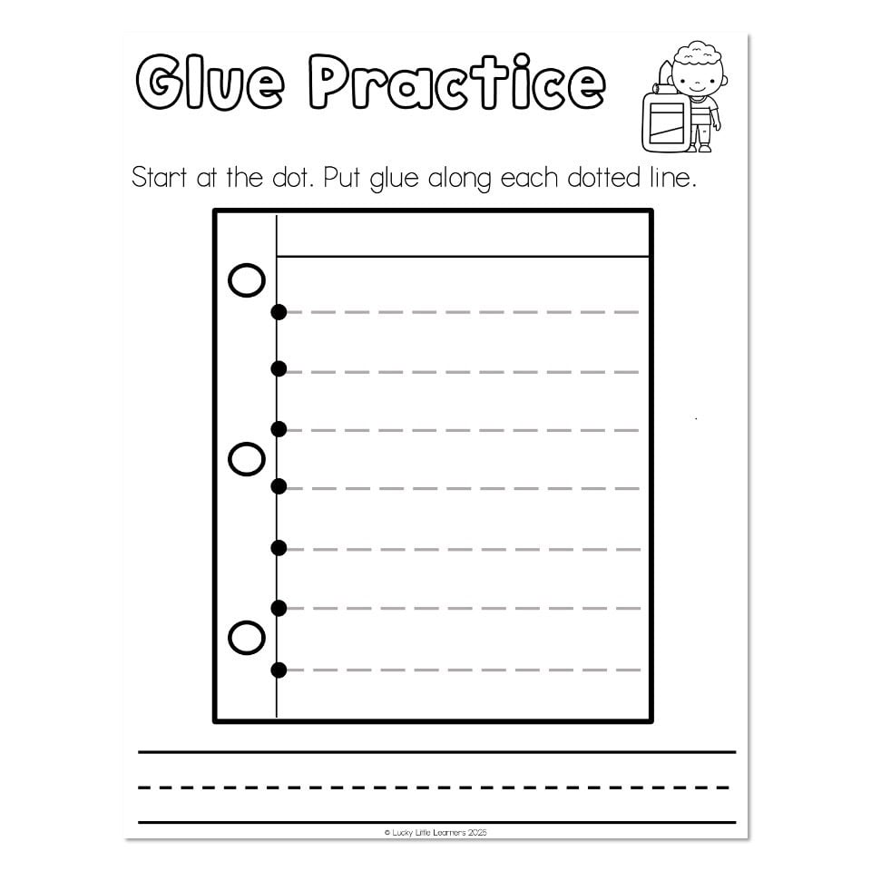 Kindergarten Back to School Pack - Procedures - Glue Lines Practice ...