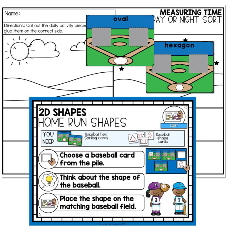 Kindergarten Math Center - May - 2D Shapes - Home Run Shapes - Lucky ...