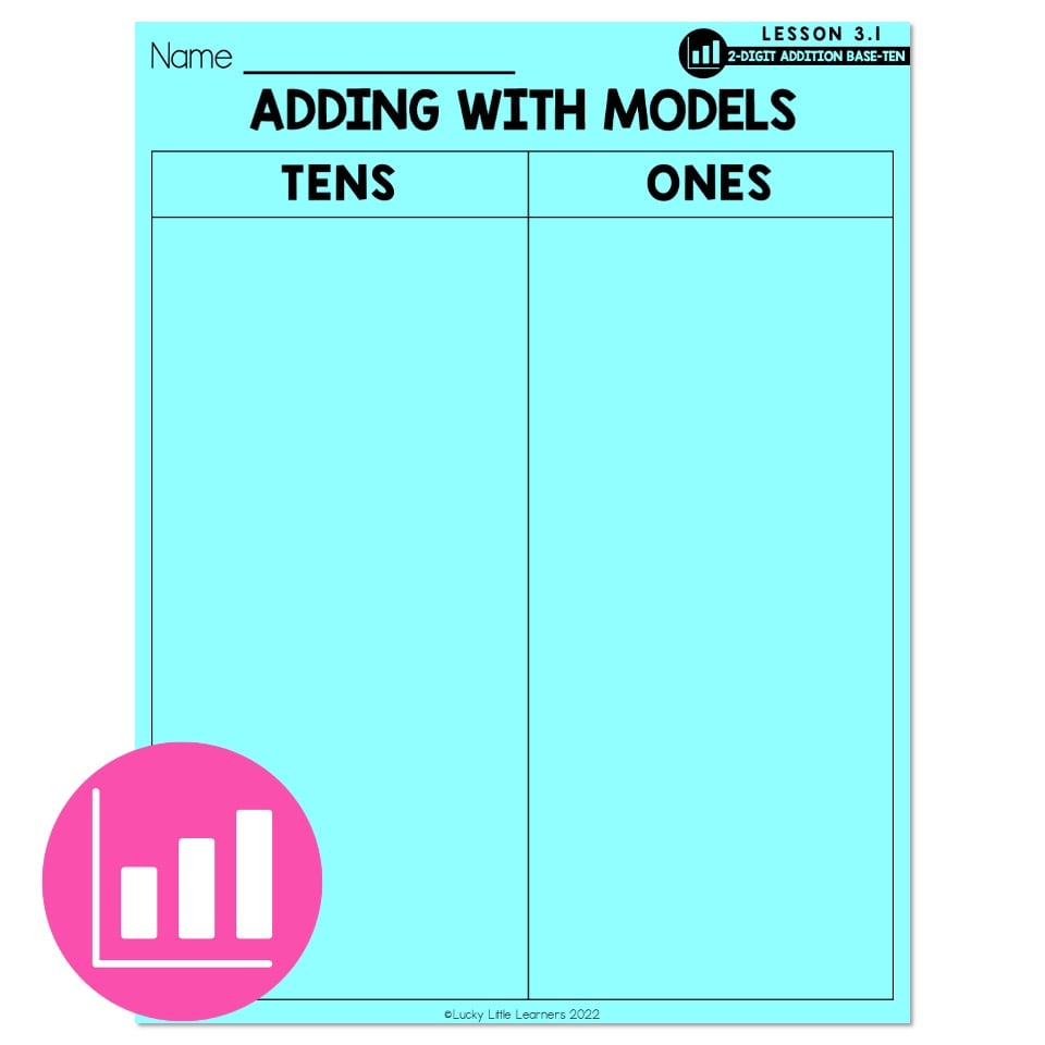 Lucky to Learn Math - 2-Digit Addition with Base Ten Blocks - Lesson 3.1 - Differentiation ...
