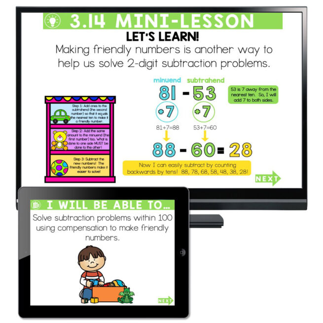 Lucky to Learn Math - 2-Digit Subtraction with Friendly Numbers ...