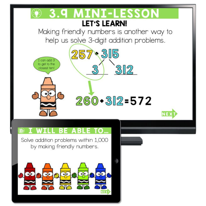 Lucky to Learn Math - 3-Digit Addition Friendly Numbers - Lesson 3.9 ...