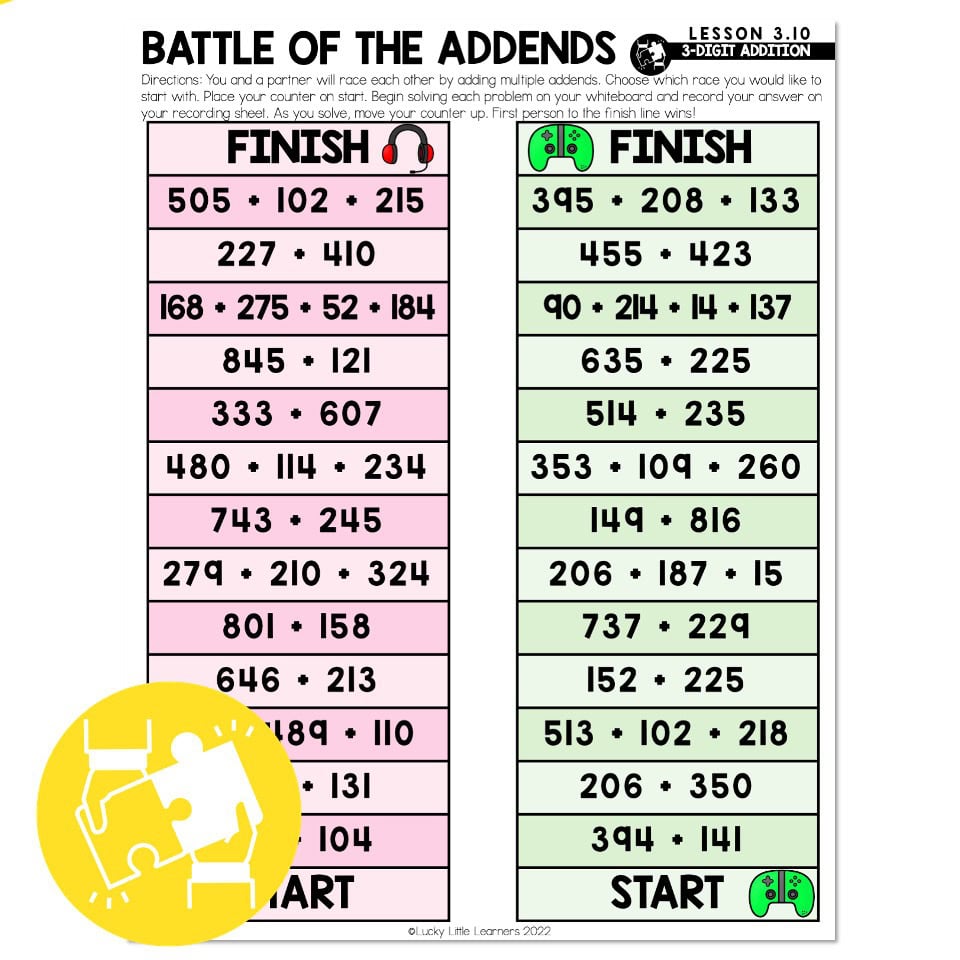 Lucky to Learn Math - 3-Digit Addition Review - Lesson 3.10 ...
