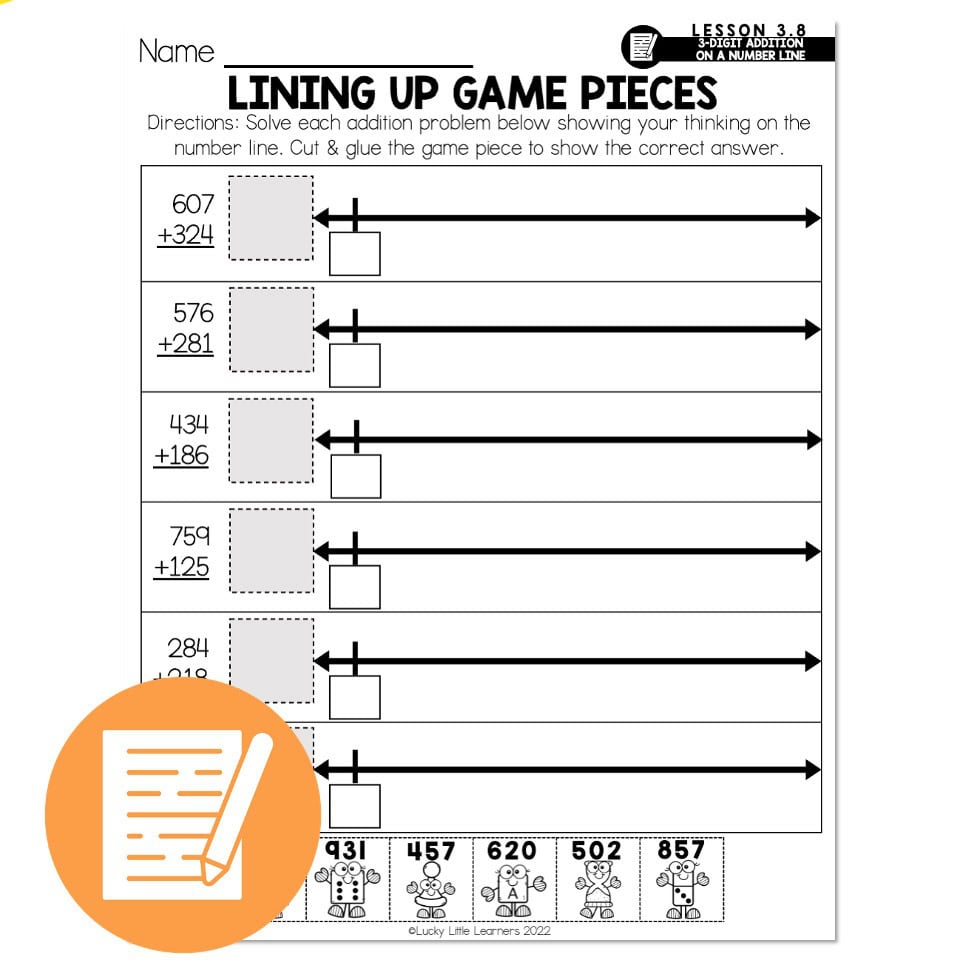 Lucky to Learn Math - 3-Digit Addition on a Number Line - Lesson 3.8 ...