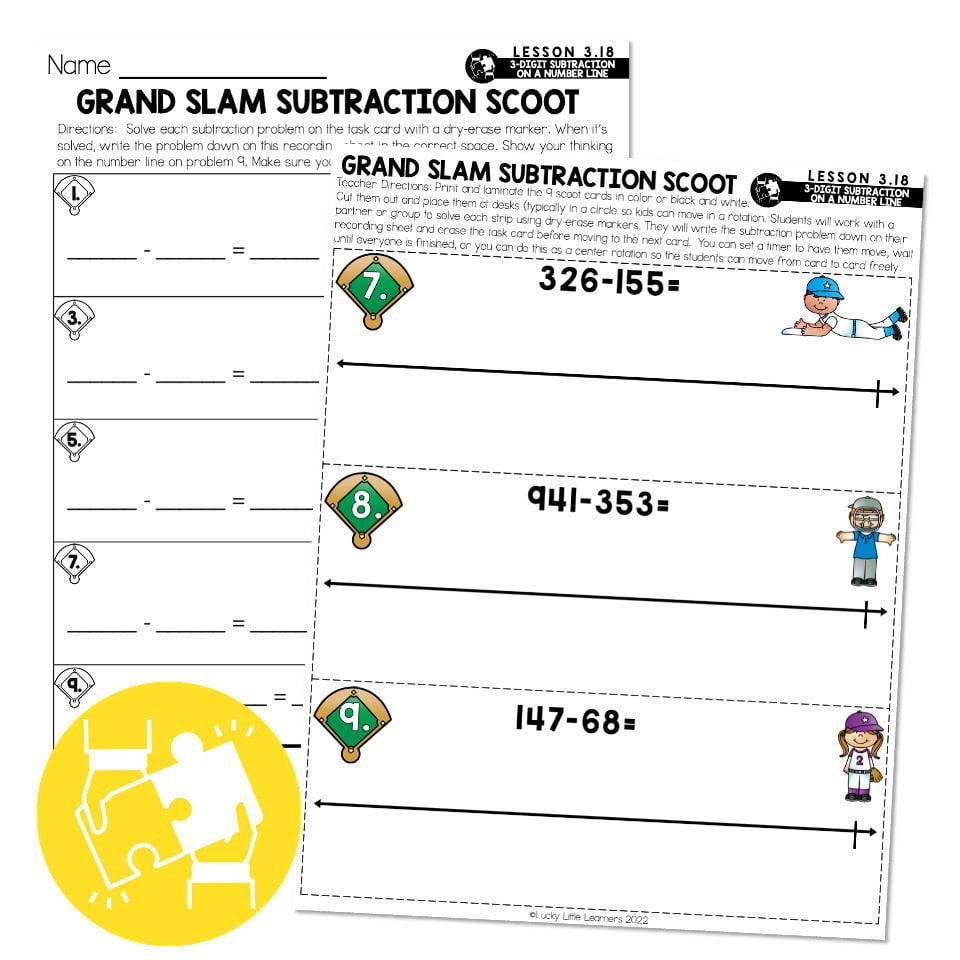 Lucky to Learn Math - 3-Digit Subtraction on a Number Line - Lesson 3. ...