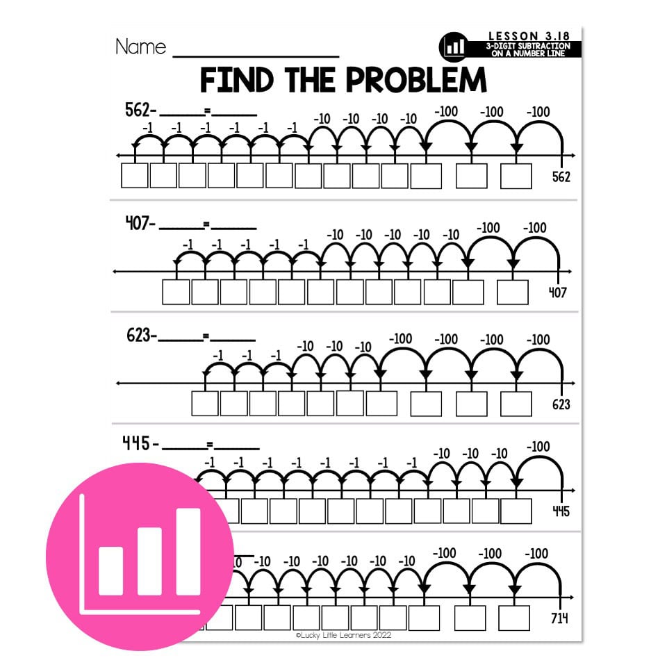 Lucky to Learn Math - 3-Digit Subtraction on a Number Line - Lesson 3. ...