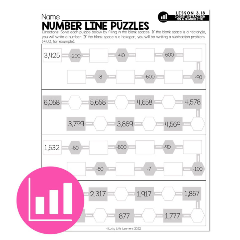 Lucky to Learn Math - 3-Digit Subtraction on a Number Line - Lesson 3. ...