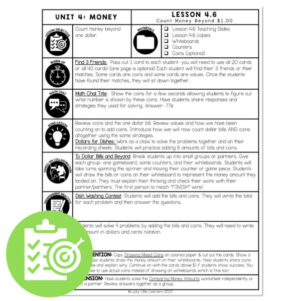 Lucky to Learn Math - Count Money Beyond One Dollar - Lesson 4.6 ...