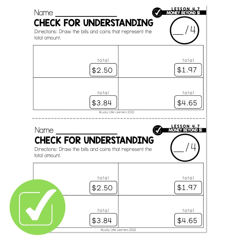 Lucky to Learn Math - Count Money Beyond One Dollar - Lesson 4.7 ...