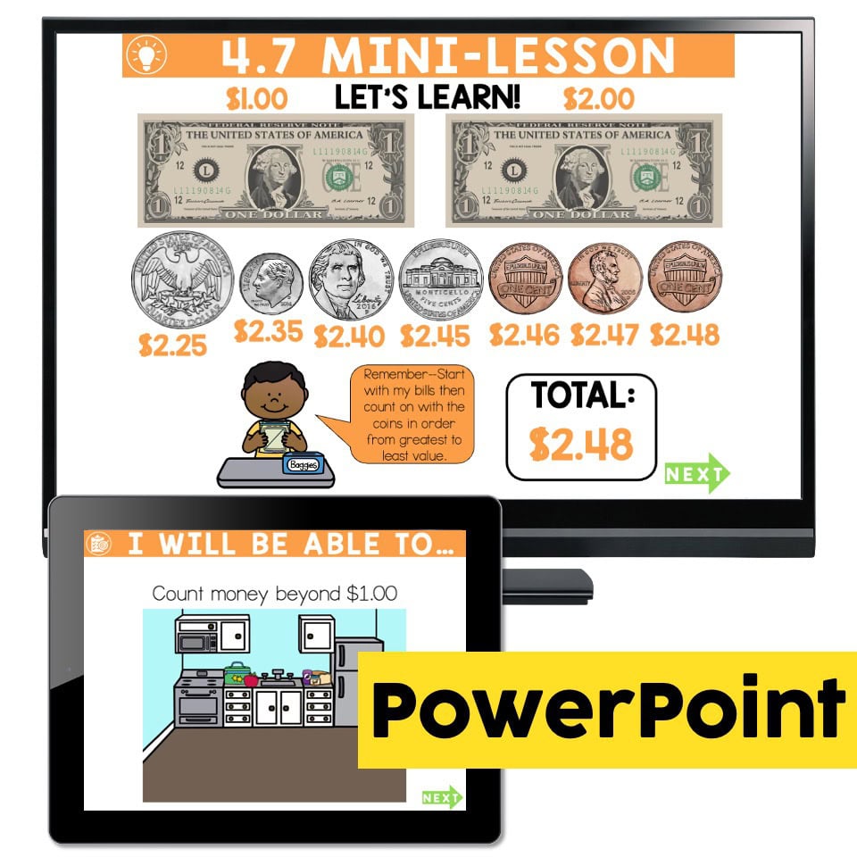 Lucky to Learn Math - Count Money Beyond One Dollar - Lesson 4.7 ...