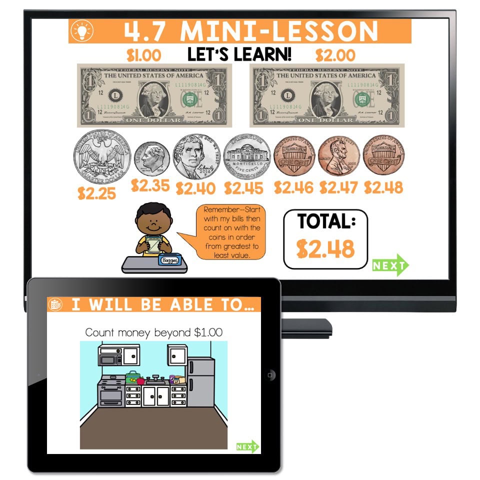 Lucky to Learn Math - Count Money Beyond One Dollar - Lesson 4.7 ...