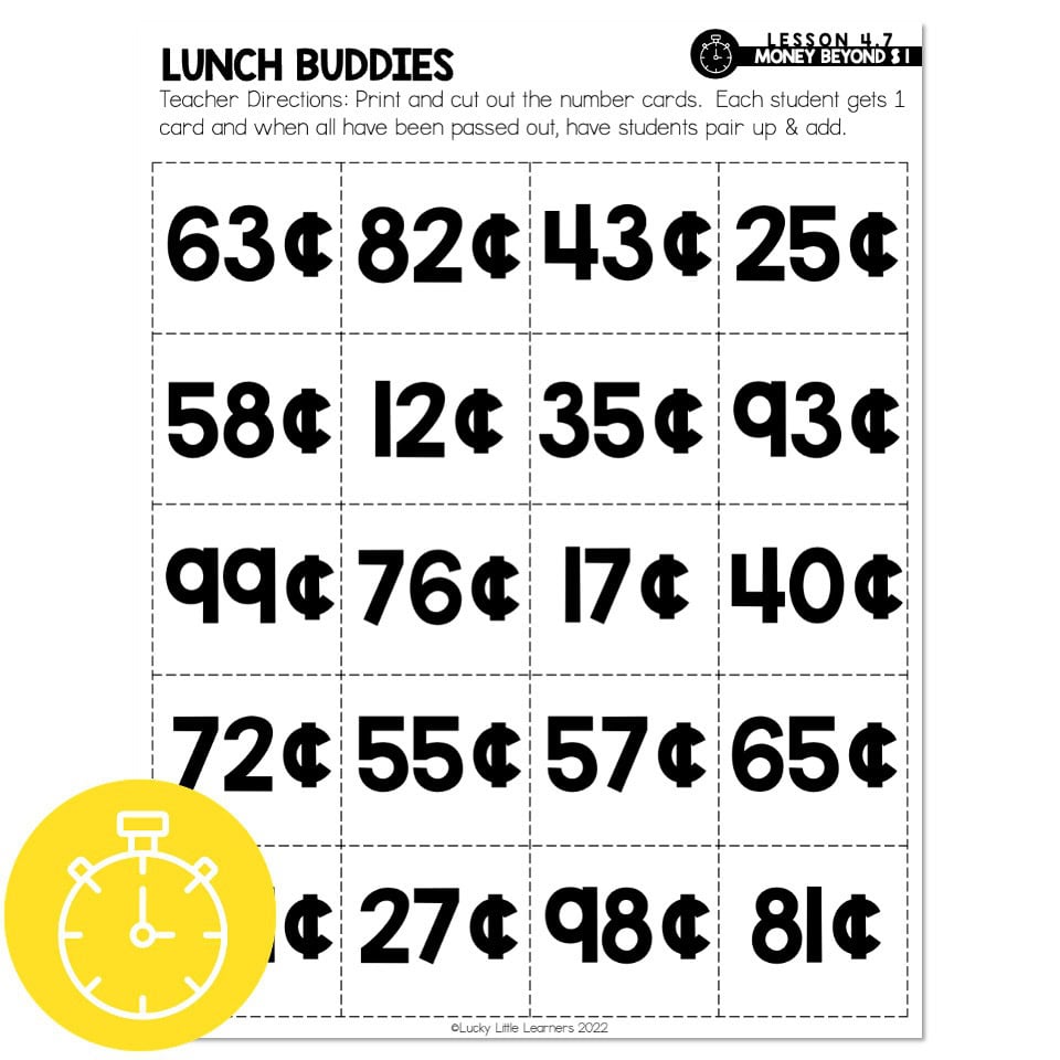 Lucky to Learn Math - Count Money Beyond One Dollar - Lesson 4.7 - Warm ...