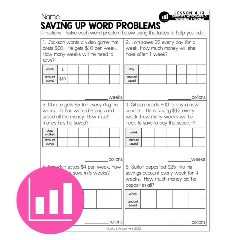 Lucky to Learn Math - Deposits Withdrawals Saving Spending - Lesson 4. ...