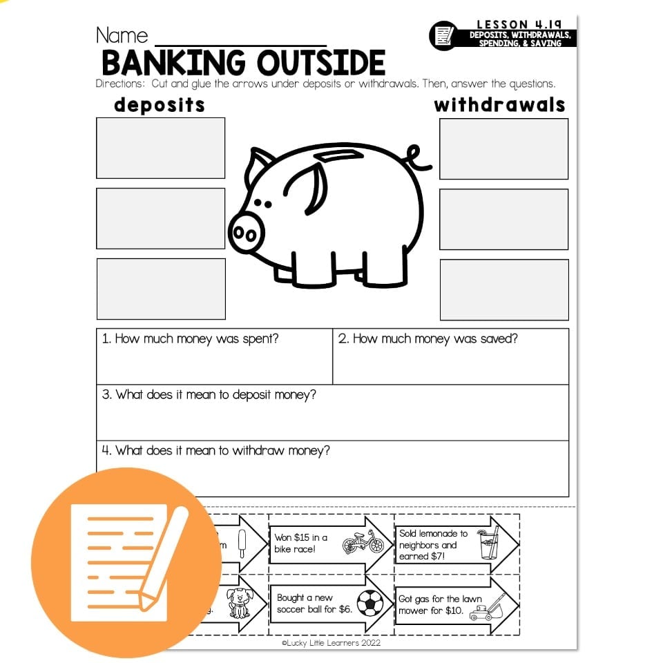 Lucky to Learn Math - Deposits Withdrawals Saving Spending - Lesson 4. ...