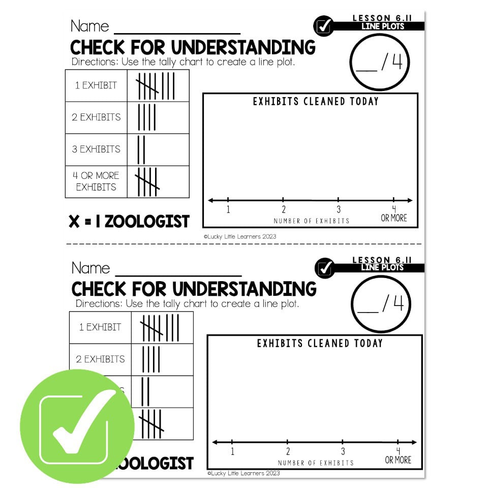 Lucky to Learn Math - Lesson 6.11 - Line Plots - Check for ...