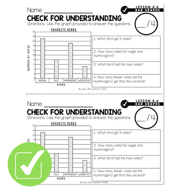 Lucky to Learn Math - Lesson 6.4 - Read and Create Bar Graphs - Check ...
