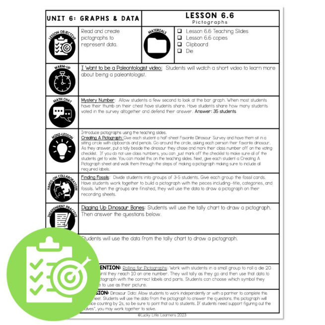 Lucky to Learn Math - Lesson 6.6 - Read and Create Pictographs - Lesson ...