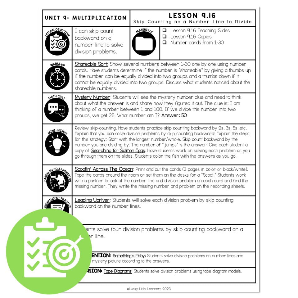 Lucky to Learn Math - Lesson 9.16 - Division - Lesson Plan - Lucky ...