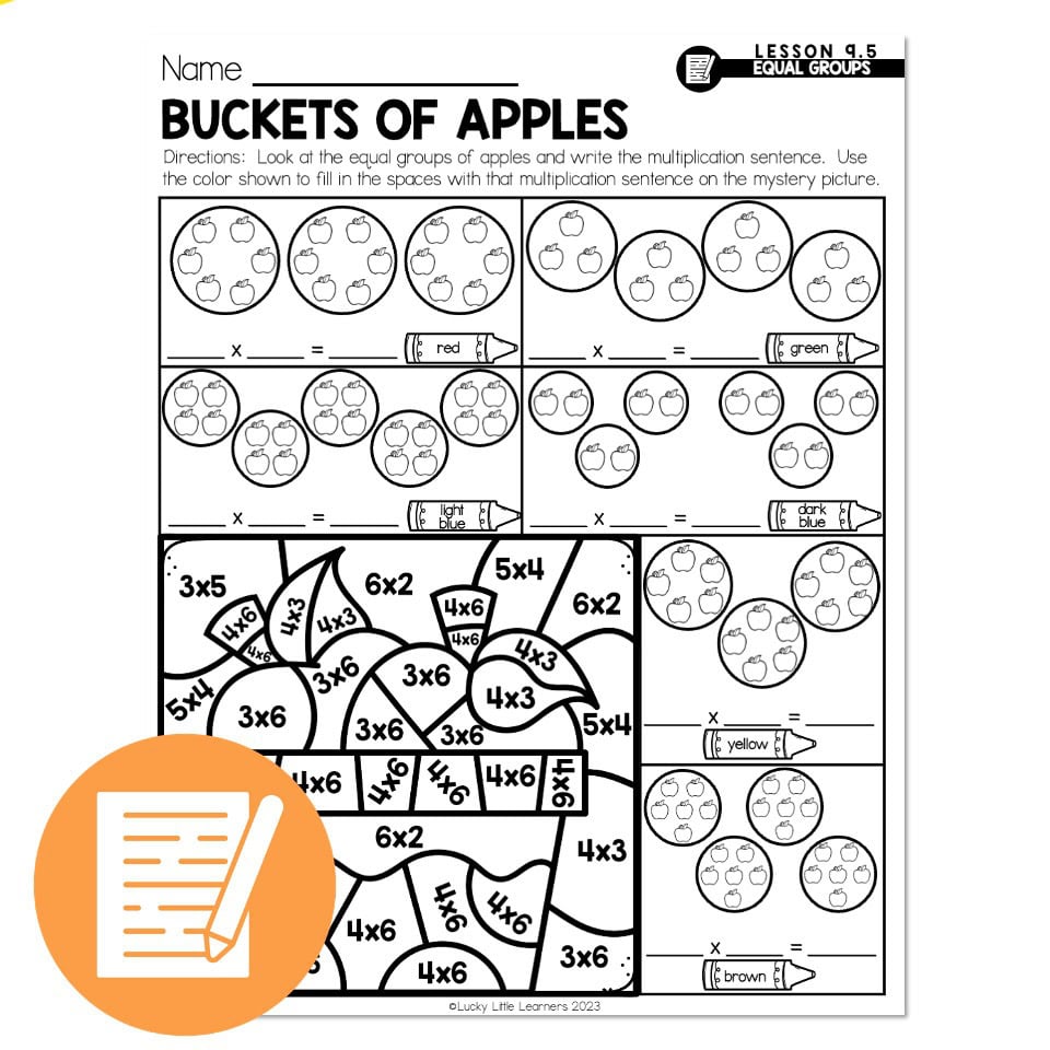 Lucky to Learn Math - Lesson 9.5 - Equal Groups - Independent Practice ...