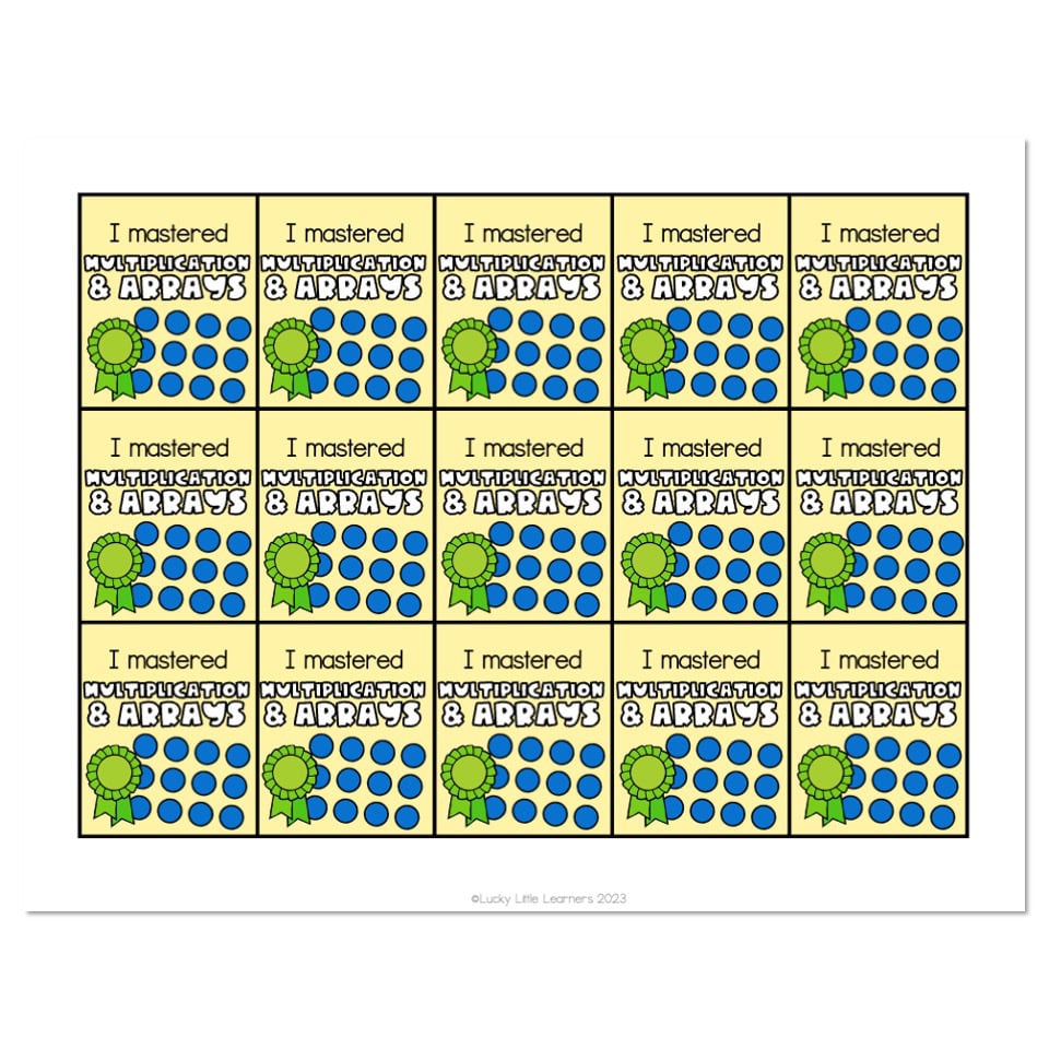 Lucky to Learn Math - Multiplication - Unit 9 - Brag Tag - Lucky Little ...