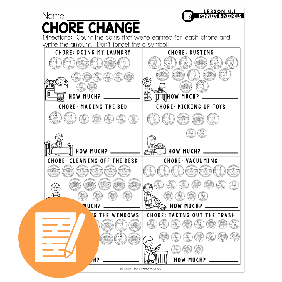 Lucky to Learn Math - Pennies and Nickels - Lesson 4.1 - Chore Change ...