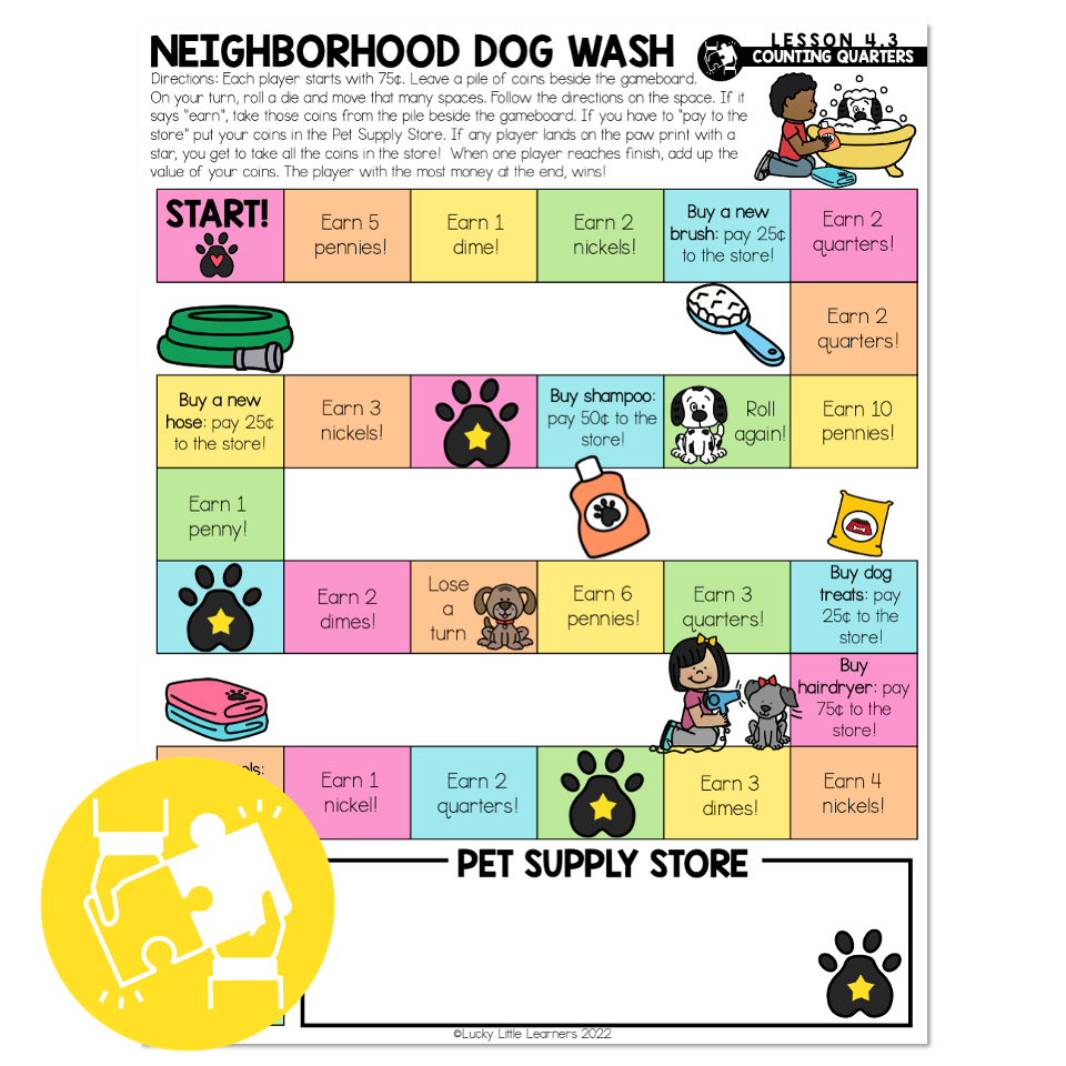 Lucky to Learn Math - Quarters - Lesson 4.3 - Neighborhood Dog Wash ...