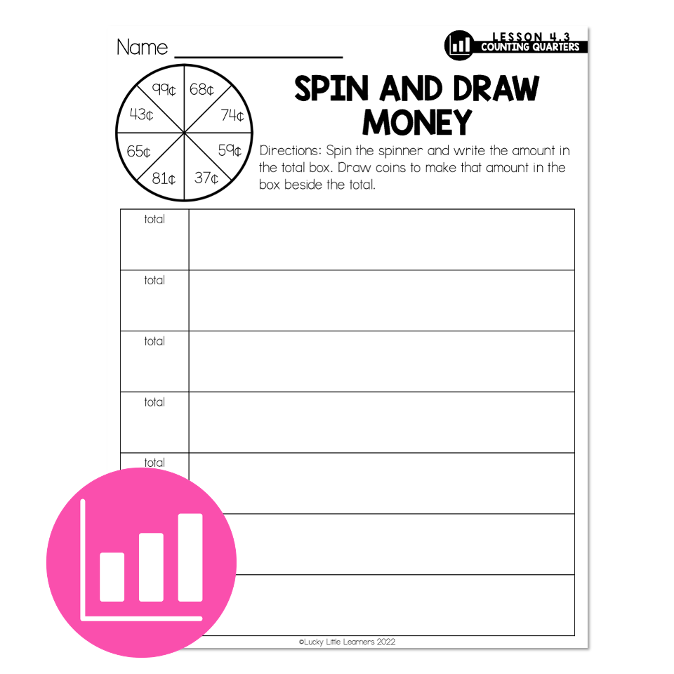 Lucky to Learn Math - Quarters - Lesson 4.3 - Spin and Draw Money ...