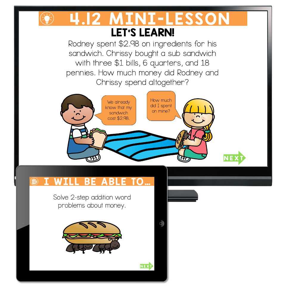 Lucky to Learn Math - Two Step Addition Money Word Problems - Lesson 4. ...