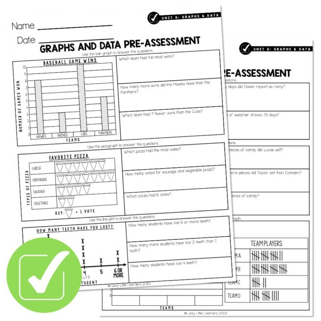 Lucky to Learn Math - Unit 6 - Graphing & Data - Pre-Assessment - Lucky ...