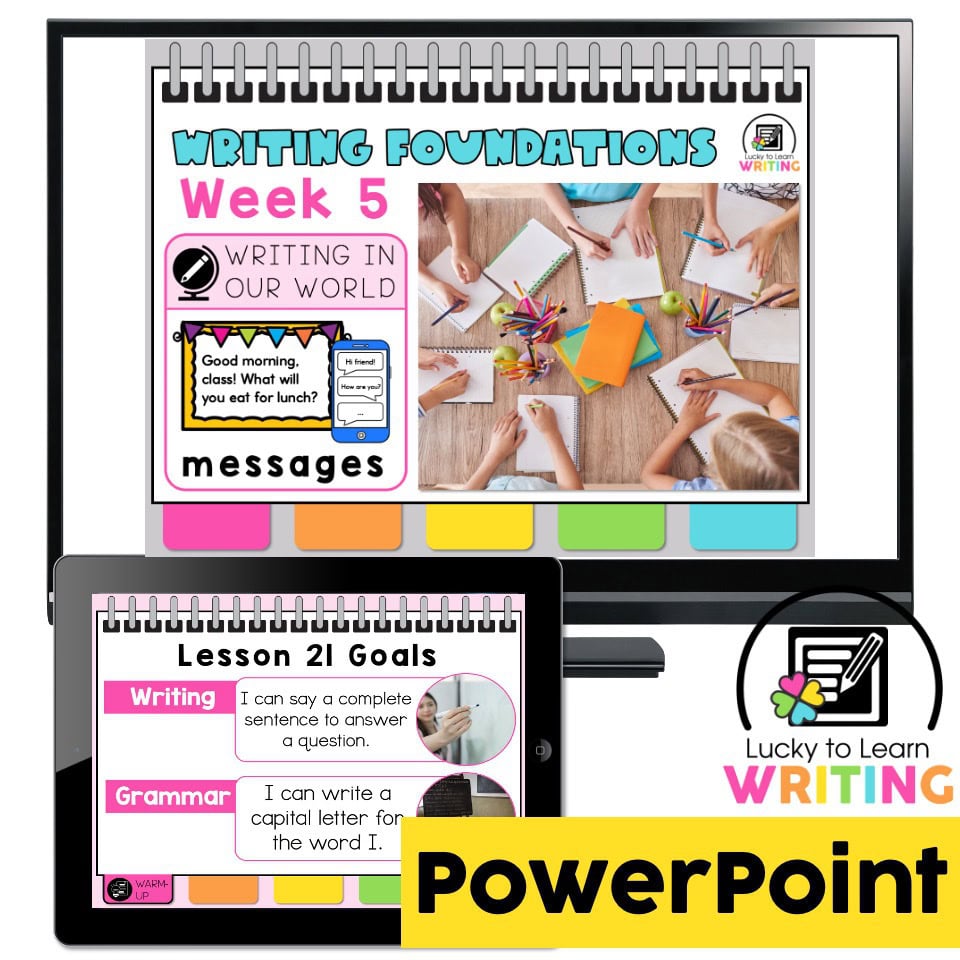 Lucky to Learn Writing 1st Grade - Unit 1 Writing Foundations - Week 5 ...