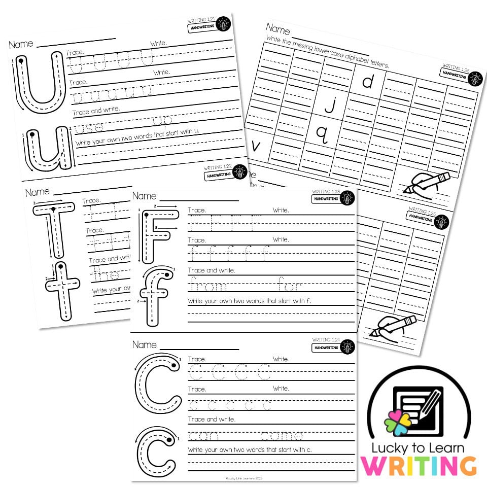 Lucky to Learn Writing 1st Grade - Unit 1 Writing Foundations - Week 5 ...
