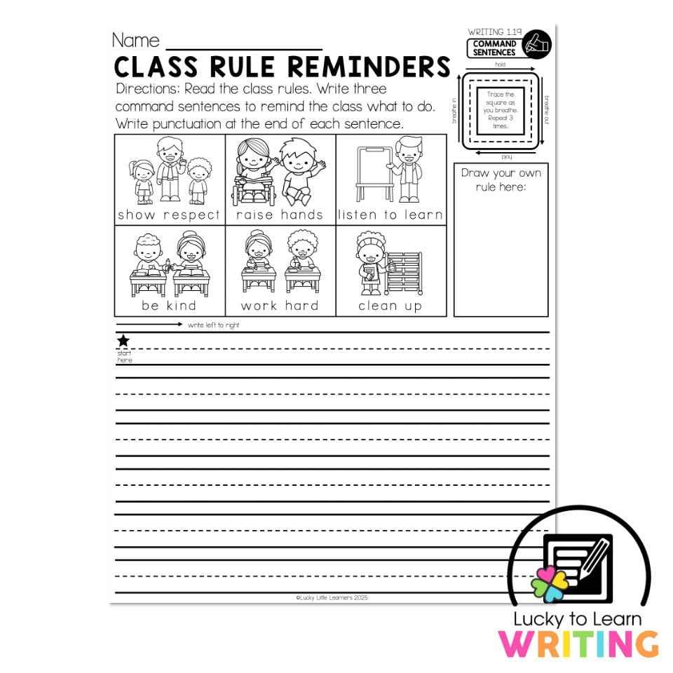 Lucky to Learn Writing 1st Grade - Unit 1 Writing Foundations - Writing ...