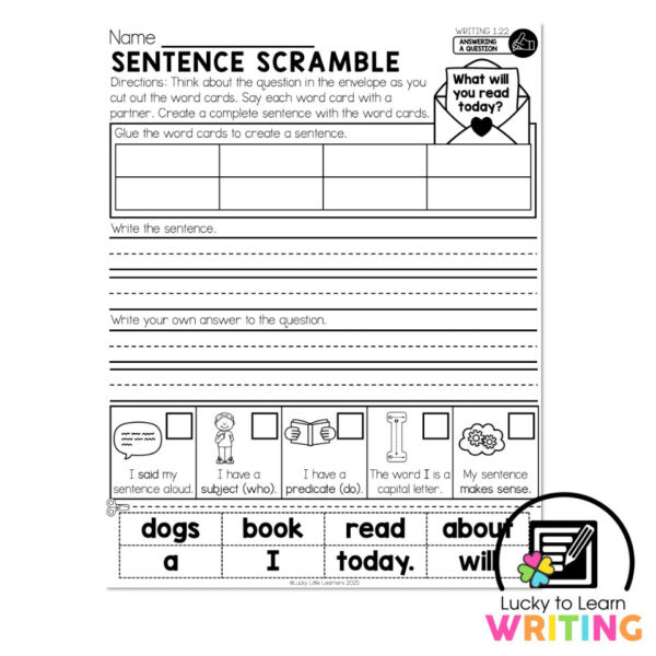 Lucky to Learn Writing 1st Grade - Unit 1 Writing Foundations - Writing ...