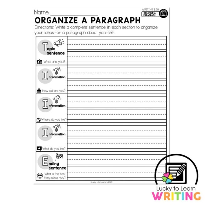Lucky to Learn Writing 1st Grade - Unit 1 Writing Foundations - Writing ...