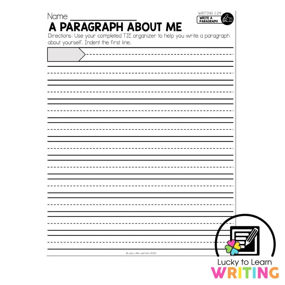 Lucky to Learn Writing 1st Grade - Unit 1 Writing Foundations - Writing ...